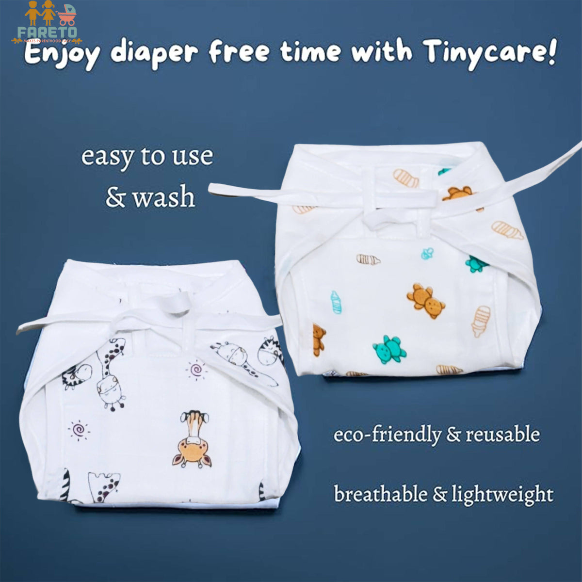 Fareto Organic Cotton Muslin Cushioned Nappy with 3 Layer | Soft and B ...