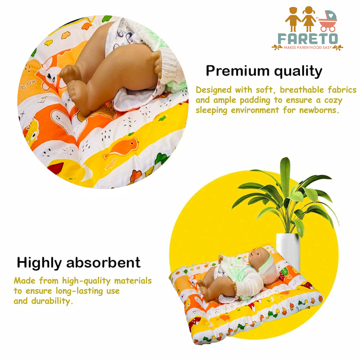 FARETO NEW BORN BABY HAND CARRY BED | GADI | (PACK OF 5) (0-8 MONTHS ...